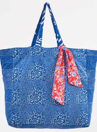 M.A.B.E Mari Print Tote - Indigo – Sacs of Ashbourne